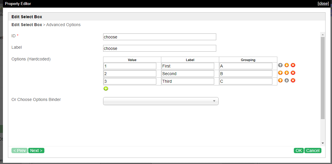 Get the value of the grouping of select box and make a section visible ...